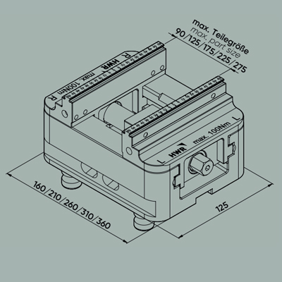 SolidGrip 125-125 - 5 Eksen Cnc Freze Mengenesi - HWR Mengene